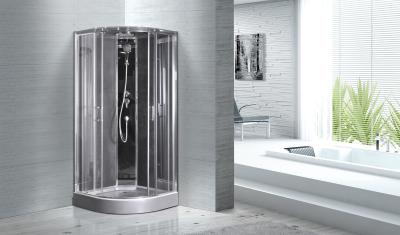 China Quadrant Shower Cubicles 900 X 900 X 2100 MM Circle Grey ABS Tray Chrome Profiles for sale