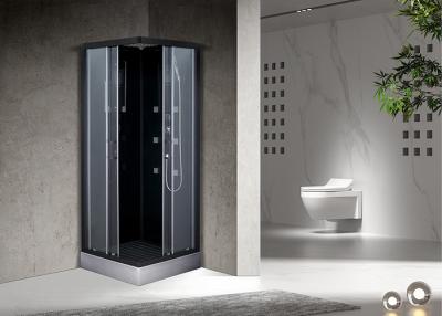 China Square Bathroom Shower Cabins Grey Acrylic ABS Tray Black aluminium for sale
