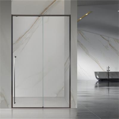 China Black  aluminium  shower enclose  soft close system with big bttom wheels  8mm  glass for sale