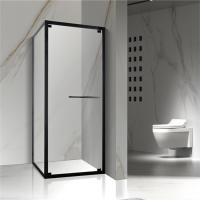 China Pivot Door Square 4mm Tempered Clear Glass Shower Cabin With White Acrylic Tray for sale