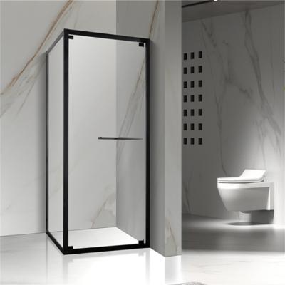 China Pivot Door Square 4mm Tempered Clear Glass Shower Cabin With White Acrylic Tray for sale