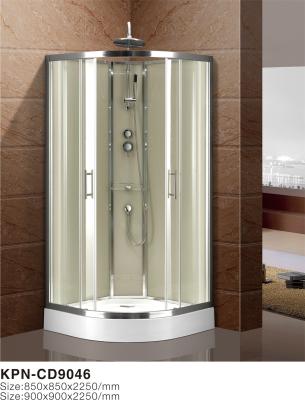 China Circle Quadrant Shower Cabin with white acrylic tray  chrome aluminium for sale