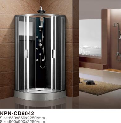 China Circle Quadrant Shower Cabin with grey  acrylic tray  chrome aluminium for sale
