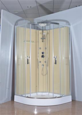 China Circle Quadrant Shower Cabin with white acrylic tray  chrome aluminium for sale