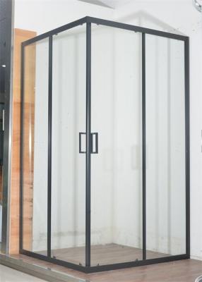 China Customizable Bathroom Shower Enclosures with Black Aluminum Frame and 5mm Tempered Glass for sale