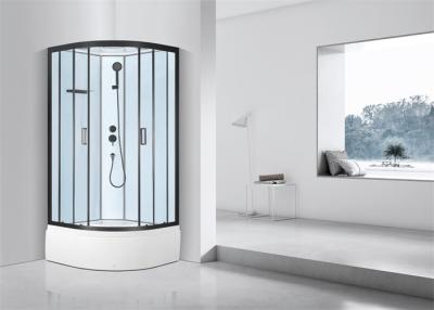 China Modern and Functional Free Standing Shower Cabine with Black Painted Glass Back Wall for sale