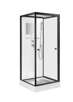 China Pivot Door Square 4mm Tempered Clear Glass Shower Cabin With white Acrylic Tray for sale