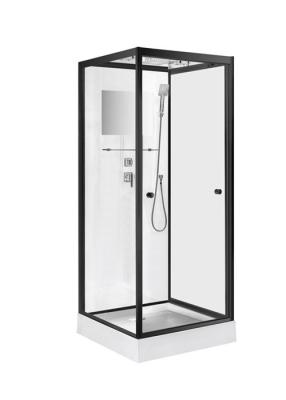 China Pivot Door Square 4mm Tempered Clear Glass Shower Cabin With white Acrylic Tray for sale