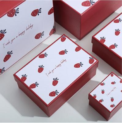 China Strawberry Pattern Lipstick Luxury Gift Box Packaging For Valentines Day for sale