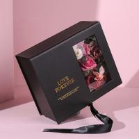 China Custom Flat Pack Magnetic Gift Box Pink Paper With Ribbon for sale