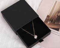 China Black Paper Jewelry Box With Drawers Cardboard Ring Necklace Box Packaging for sale