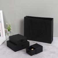 China Black Paper Jewelry Box With Drawers Cardboard Ring Necklace Box Packaging for sale