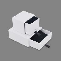 China Ring Packaging White Jewelry Box With Drawers Grey / Black Velvet Lining for sale
