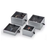 China Grey Square Small Cardboard Jewelry Gift Boxes For Necklaces Pendant Bracelet for sale