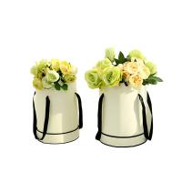 China ODM Welcome Handmade Flower Bouquet Boxes , Round Flower Hat Box With Ribbon Handle for sale