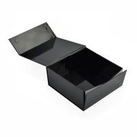 China CMYK Color Handmade Collapsible Magnetic Gift Boxes Glossy Black 20.5*20.5*9cm for sale