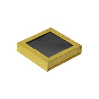 China 10*10*3.5cm Transparent Window Rigid Paper Gift Box With PET Tray Shiny Gold for sale