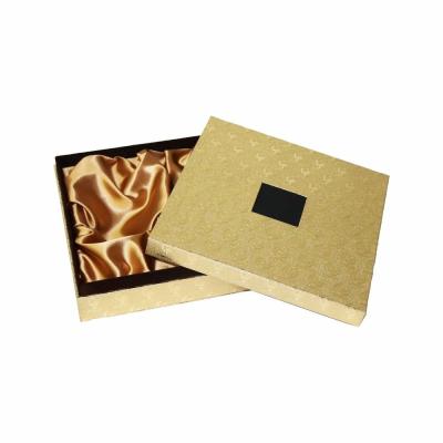 China Gold Debossed Cardboard Paper Box Square With Satin Foam Tray for sale