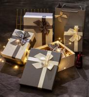 China Customized Three Sizes Rigid Paper Gift Box With Bow For Spouse Friend Family for sale