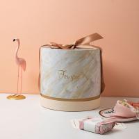 China Dia 20cm Height 19cm Cylindrical Paper Box Gold Foil Hot Stamping for sale