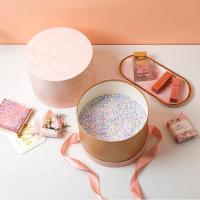 China Dia 20cm Height 19cm Cylindrical Paper Box Gold Foil Hot Stamping for sale