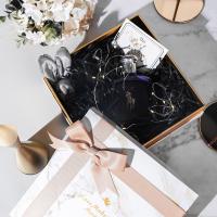 China 21*21*9cm Marble Texture Rigid Paper Gift Box , Lift Off Lid Box For Wedding Favor for sale