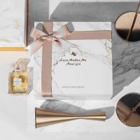 China 21*21*9cm Marble Texture Rigid Paper Gift Box , Lift Off Lid Box For Wedding Favor for sale