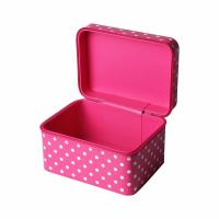 China 18*13.5*11cm Pink White Dots Portable Cosmetic Box Zipper Closure for sale