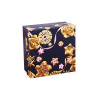 China Navy Blue Custom Cosmetic Packaging Boxes 20*20*10cm With Raffia Paper for sale