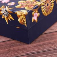 China Navy Blue Custom Cosmetic Packaging Boxes 20*20*10cm With Raffia Paper for sale