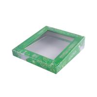 China ISO9001 Green Cosmetic Gift Boxes Clear Window With Hypotenuse Lip for sale
