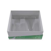 China ISO9001 Green Cosmetic Gift Boxes Clear Window With Hypotenuse Lip for sale