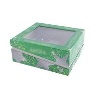 China ISO9001 Green Cosmetic Gift Boxes Clear Window With Hypotenuse Lip for sale