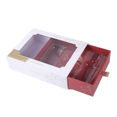 China Skin Care Drawer Type Cosmetic Gift Boxes PMS Color With Satin Puller for sale