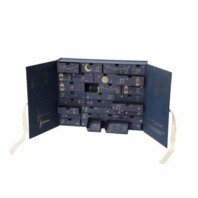 China Beauty Advent Calendar Gift Card Box 30 Drawers With Ribbon for sale
