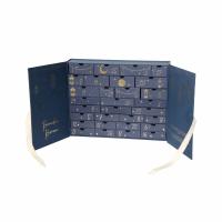 China 30 Drawers Navy Blue Surprise Gift Box , Beauty Advent Calendar With Ribbon for sale