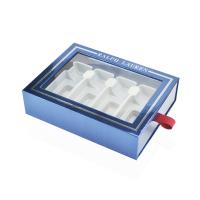 China CMYK Color Clear Window Perfume Gift Boxes Sliding Drawer With Satin Puller for sale