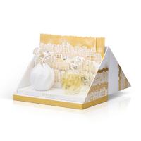 China White Angled Perfume Gift Boxes , Cardboard Hinged Boxes Gold Stamping Printing for sale