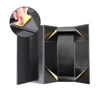 China Foldable Embossed Wine Gift Box Packaging , Liquor Bottle Gift Box Cardboard Glossy Black for sale