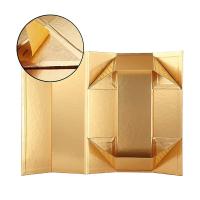 China Foldable Sturdy Cardboard Wine Gift Packaging Boxes Shiny Gold With Embossing for sale