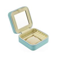 China Zip Close Multiple Compartment Faux Leather Jewelry Travel Case OEM With Mirror for sale