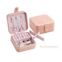 China 12*12*5.5cm Portable Travel Jewelry Case Debossing Finish With Removable Dividers for sale