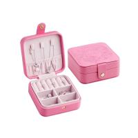 China 12*12*5.5cm Portable Travel Jewelry Case Debossing Finish With Removable Dividers for sale