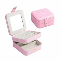 China Detachable Partitions Portable Travel Jewelry Case , Two Layer Jewelry Box 11.5*11.5*5.7cm for sale