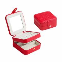 China Detachable Partitions Portable Travel Jewelry Case , Two Layer Jewelry Box 11.5*11.5*5.7cm for sale