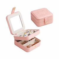 China Detachable Partitions Portable Travel Jewelry Case , Two Layer Jewelry Box 11.5*11.5*5.7cm for sale