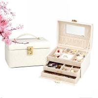 China Velvet Lining 3 Layer Jewelry Box , Jewellery Drawer Organiser 22*16.5*12.5cm With Lock for sale