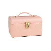 China 3 Tier Portable Travel Jewelry Case , Lockable Portable Earring Display Cases Synthetic Leather for sale
