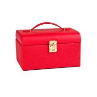 China 3 Tier Portable Travel Jewelry Case , Lockable Portable Earring Display Cases Synthetic Leather for sale