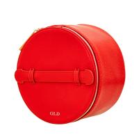 China Customized Lightweight Ladies Leather Vanity Case Portable Round Red for sale